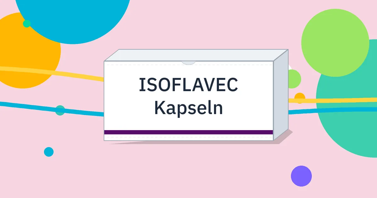 Symbolbild: Packung mit der Aufschrift ISOFLAVEC Kapseln (PZN 04929891) – Verfügbarkeit und Bezug in Apotheken in Frankfurt am Main