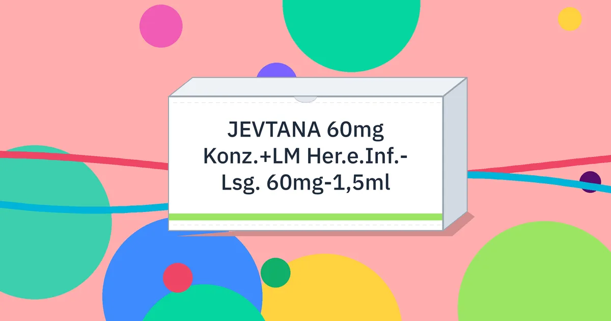 Symbolbild: Packung mit der Aufschrift JEVTANA 60mg Konz.+LM Her.e.Inf.-Lsg. 60mg-1,5ml (PZN 07770095) – Verfügbarkeit und Bezug in Apotheken in Frankfurt am Main