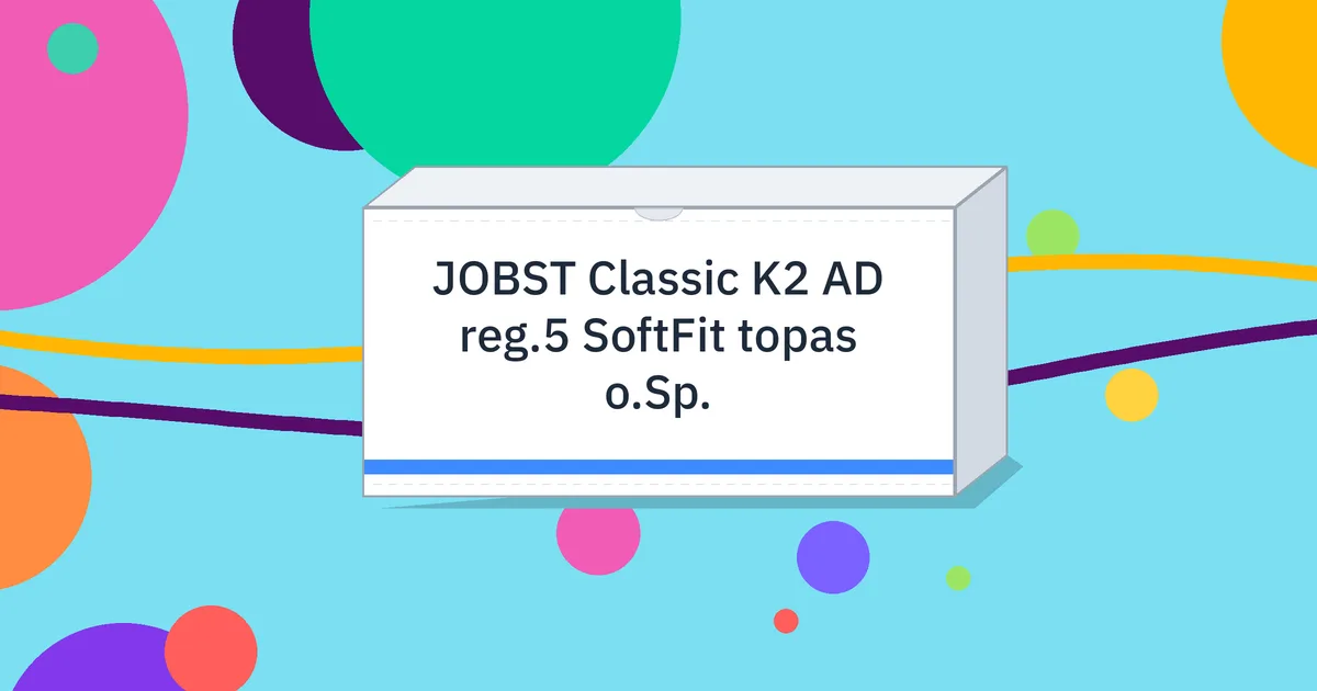 Symbolbild: Packung mit der Aufschrift JOBST Classic K2 AD reg.5 SoftFit topas o.Sp. (PZN 14221733) – Verfügbarkeit und Bezug in Apotheken in Frankfurt am Main