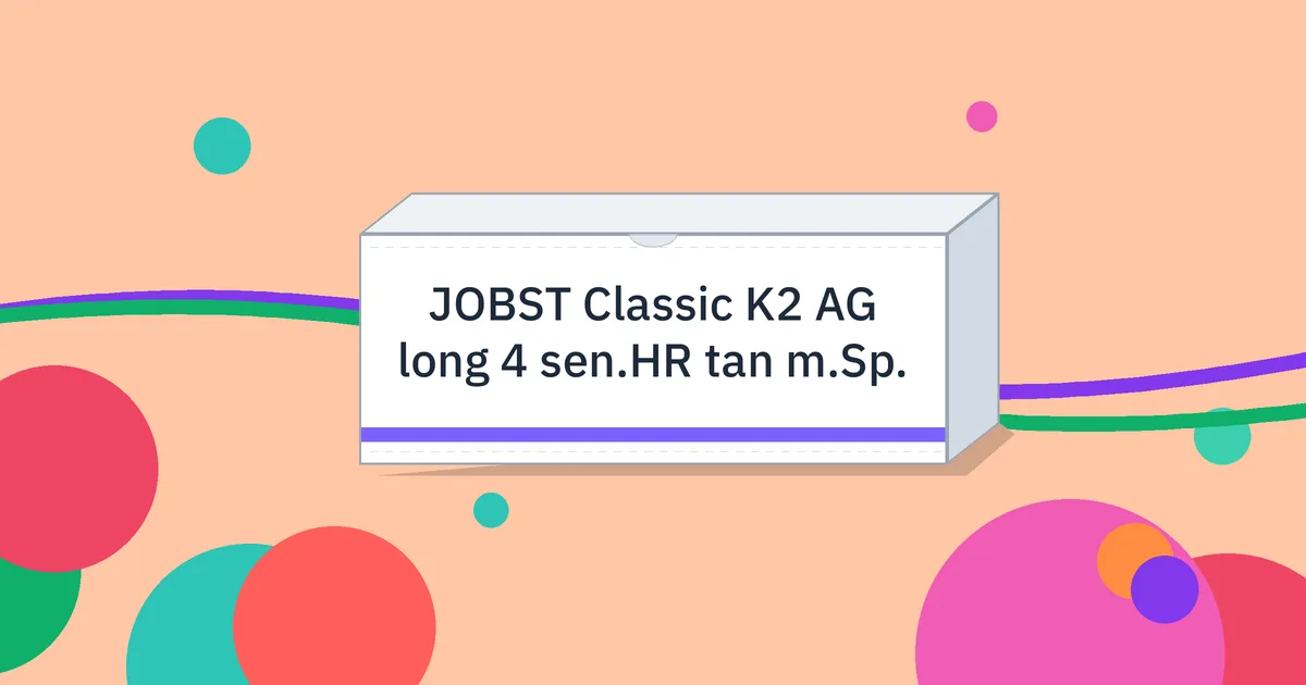 Symbolbild: Packung mit der Aufschrift JOBST Classic K2 AG long 4 sen.HR tan m.Sp. (PZN 17959103) – Verfügbarkeit und Bezug in Apotheken in Frankfurt am Main