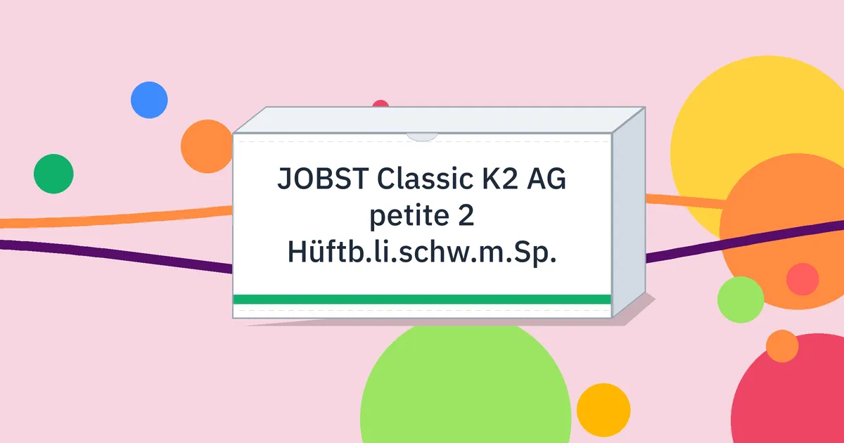 Symbolbild: Packung mit der Aufschrift JOBST Classic K2 AG petite 2 Hüftb.li.schw.m.Sp. (PZN 13064361) – Verfügbarkeit und Bezug in Apotheken in Frankfurt am Main