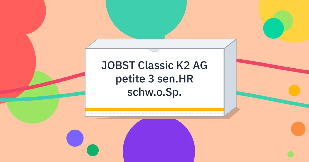 Symbolbild: Packung mit der Aufschrift JOBST Classic K2 AG petite 3 sen.HR schw.o.Sp. (PZN 17961241) – Verfügbarkeit und Bezug in Apotheken in Frankfurt am Main