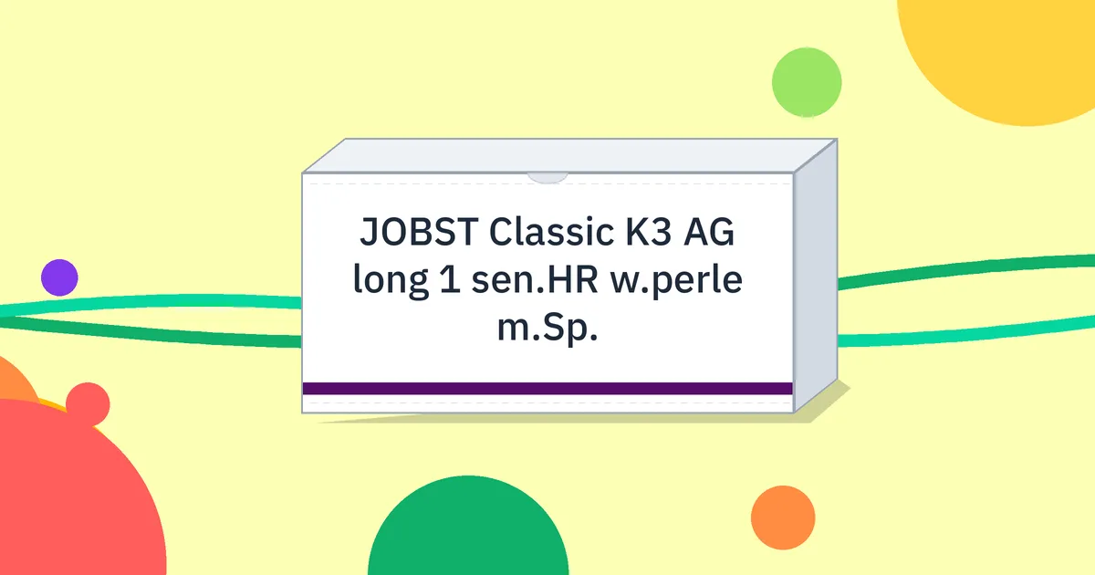 Symbolbild: Packung mit der Aufschrift JOBST Classic K3 AG long 1 sen.HR w.perle m.Sp. (PZN 17958517) – Verfügbarkeit und Bezug in Apotheken in Frankfurt am Main