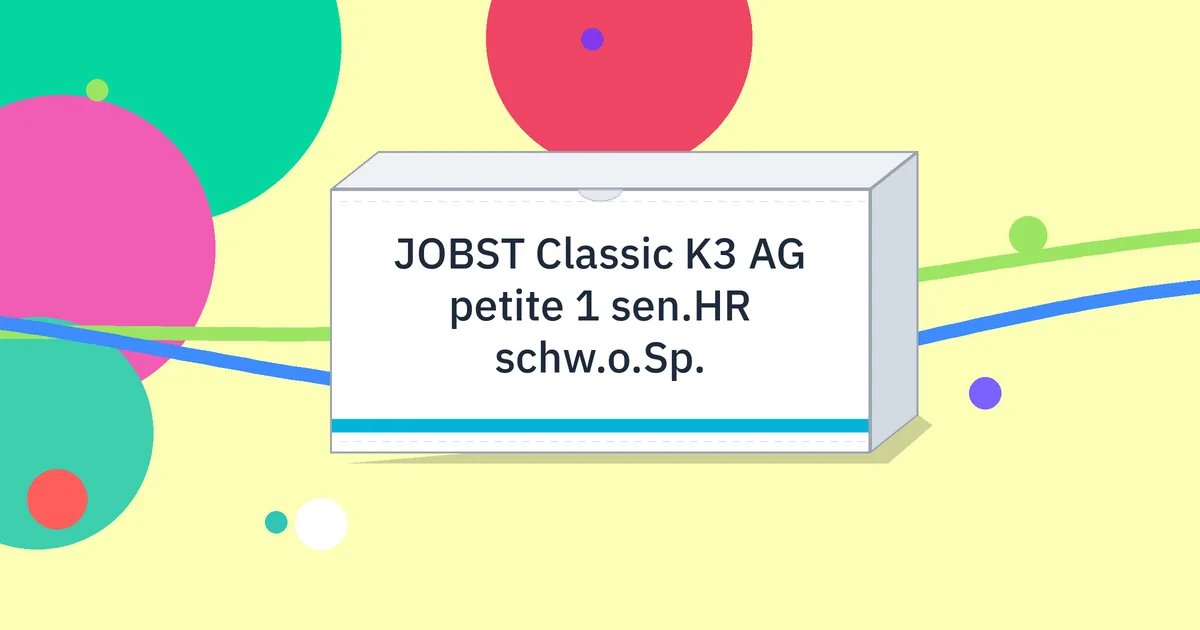 Symbolbild: Packung mit der Aufschrift JOBST Classic K3 AG petite 1 sen.HR schw.o.Sp. (PZN 17956174) – Verfügbarkeit und Bezug in Apotheken in Frankfurt am Main