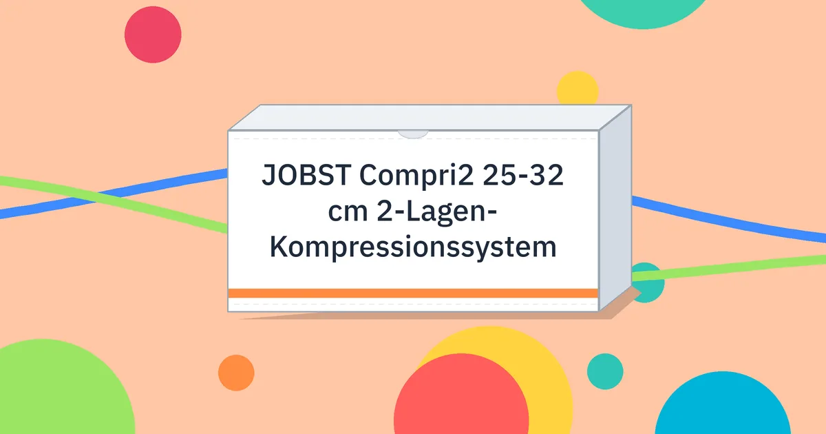 Symbolbild: Packung mit der Aufschrift JOBST Compri2 25-32 cm 2-Lagen-Kompressionssystem (PZN 13351534) – Verfügbarkeit und Bezug in Apotheken in Frankfurt am Main