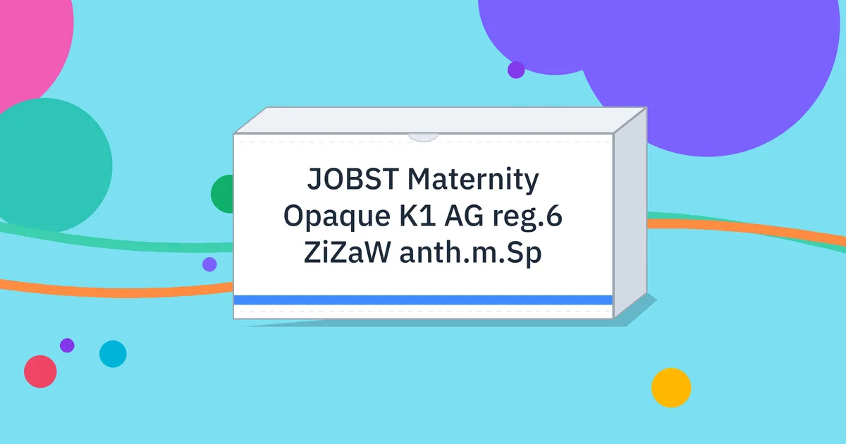 Symbolbild: Packung mit der Aufschrift JOBST Maternity Opaque K1 AG reg.6 ZiZaW anth.m.Sp (PZN 15854848) – Verfügbarkeit und Bezug in Apotheken in Frankfurt am Main