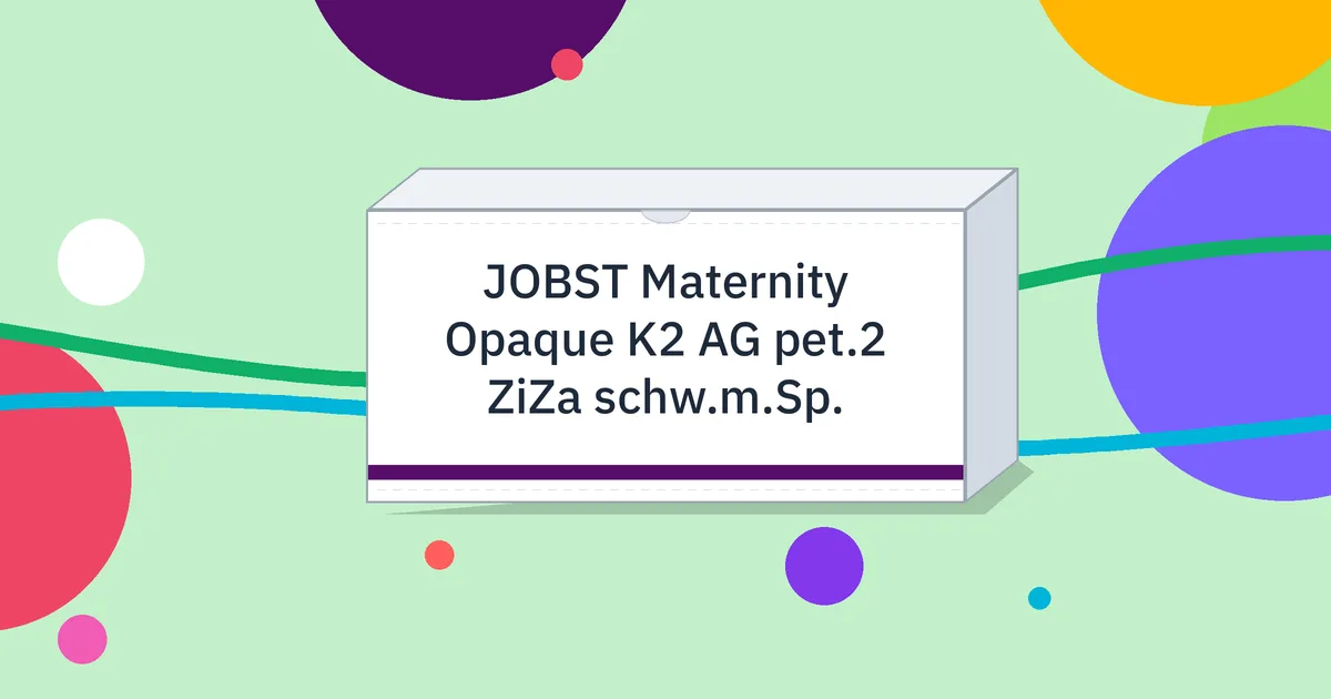Symbolbild: Packung mit der Aufschrift JOBST Maternity Opaque K2 AG pet.2 ZiZa schw.m.Sp. (PZN 15853754) – Verfügbarkeit und Bezug in Apotheken in Frankfurt am Main