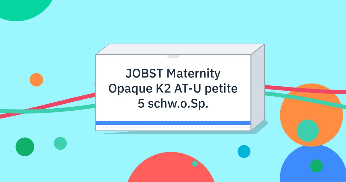 Symbolbild: Packung mit der Aufschrift JOBST Maternity Opaque K2 AT-U petite 5 schw.o.Sp. (PZN 15854185) – Verfügbarkeit und Bezug in Apotheken in Frankfurt am Main