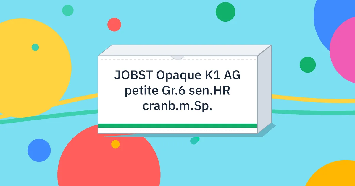 Symbolbild: Packung mit der Aufschrift JOBST Opaque K1 AG petite Gr.6 sen.HR cranb.m.Sp. (PZN 13085558) – Verfügbarkeit und Bezug in Apotheken in Frankfurt am Main