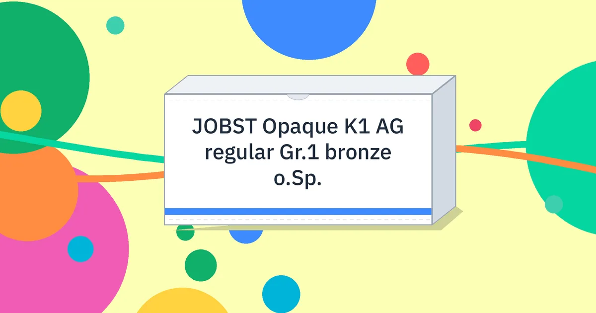 Symbolbild: Packung mit der Aufschrift JOBST Opaque K1 AG regular Gr.1 bronze o.Sp. (PZN 13094209) – Verfügbarkeit und Bezug in Apotheken in Frankfurt am Main