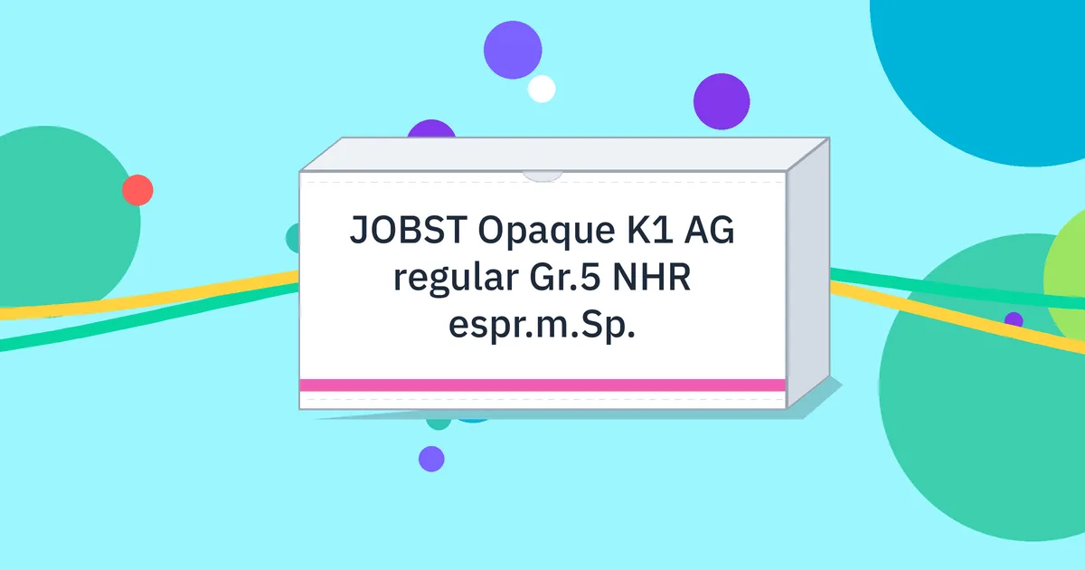 Symbolbild: Packung mit der Aufschrift JOBST Opaque K1 AG regular Gr.5 NHR espr.m.Sp. (PZN 16267113) – Verfügbarkeit und Bezug in Apotheken in Frankfurt am Main