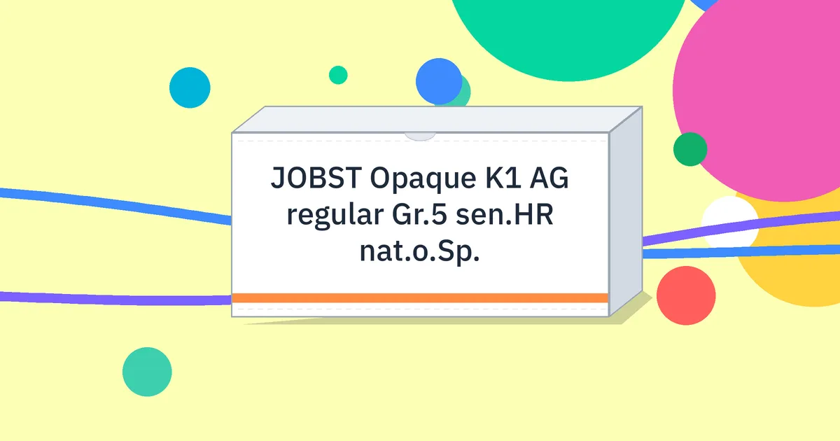 Symbolbild: Packung mit der Aufschrift JOBST Opaque K1 AG regular Gr.5 sen.HR nat.o.Sp. (PZN 13096119) – Verfügbarkeit und Bezug in Apotheken in Frankfurt am Main