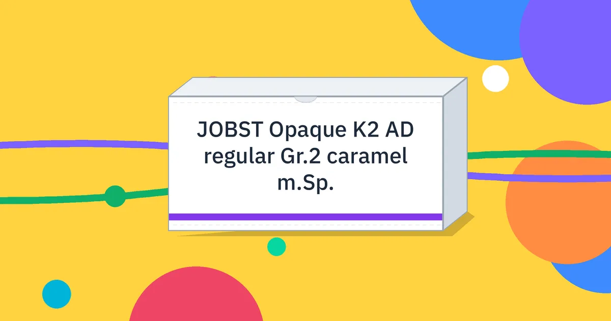 Symbolbild: Packung mit der Aufschrift JOBST Opaque K2 AD regular Gr.2 caramel m.Sp. (PZN 10722622) – Verfügbarkeit und Bezug in Apotheken in Frankfurt am Main
