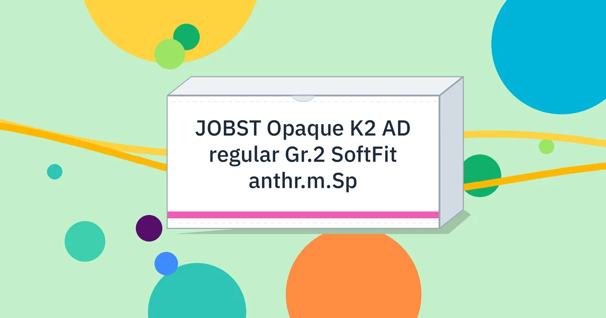 Symbolbild: Packung mit der Aufschrift JOBST Opaque K2 AD regular Gr.2 SoftFit anthr.m.Sp (PZN 16277353) – Verfügbarkeit und Bezug in Apotheken in Frankfurt am Main