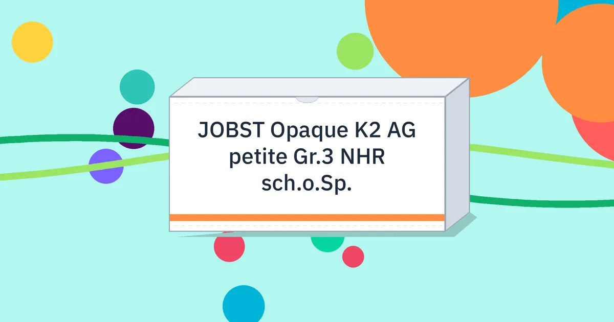 Symbolbild: Packung mit der Aufschrift JOBST Opaque K2 AG petite Gr.3 NHR sch.o.Sp. (PZN 11218742) – Verfügbarkeit und Bezug in Apotheken in Frankfurt am Main