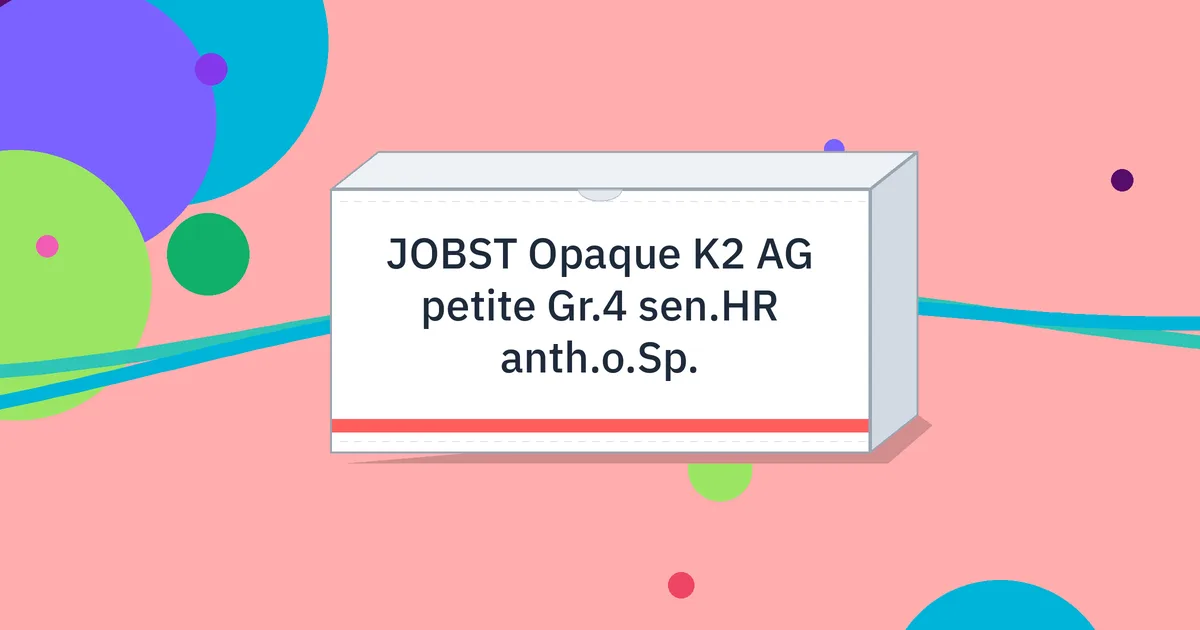 Symbolbild: Packung mit der Aufschrift JOBST Opaque K2 AG petite Gr.4 sen.HR anth.o.Sp. (PZN 16283247) – Verfügbarkeit und Bezug in Apotheken in Frankfurt am Main