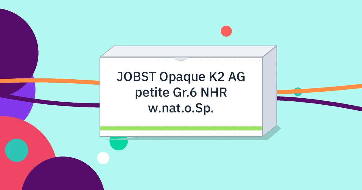 Symbolbild: Packung mit der Aufschrift JOBST Opaque K2 AG petite Gr.6 NHR w.nat.o.Sp. (PZN 11256033) – Verfügbarkeit und Bezug in Apotheken in Frankfurt am Main