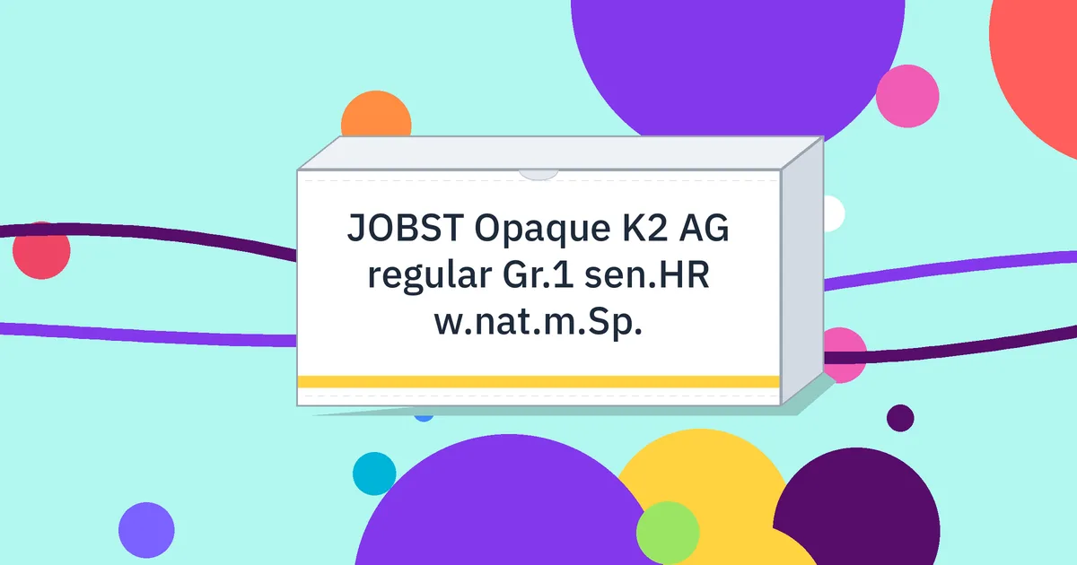 Symbolbild: Packung mit der Aufschrift JOBST Opaque K2 AG regular Gr.1 sen.HR w.nat.m.Sp. (PZN 11254519) – Verfügbarkeit und Bezug in Apotheken in Frankfurt am Main