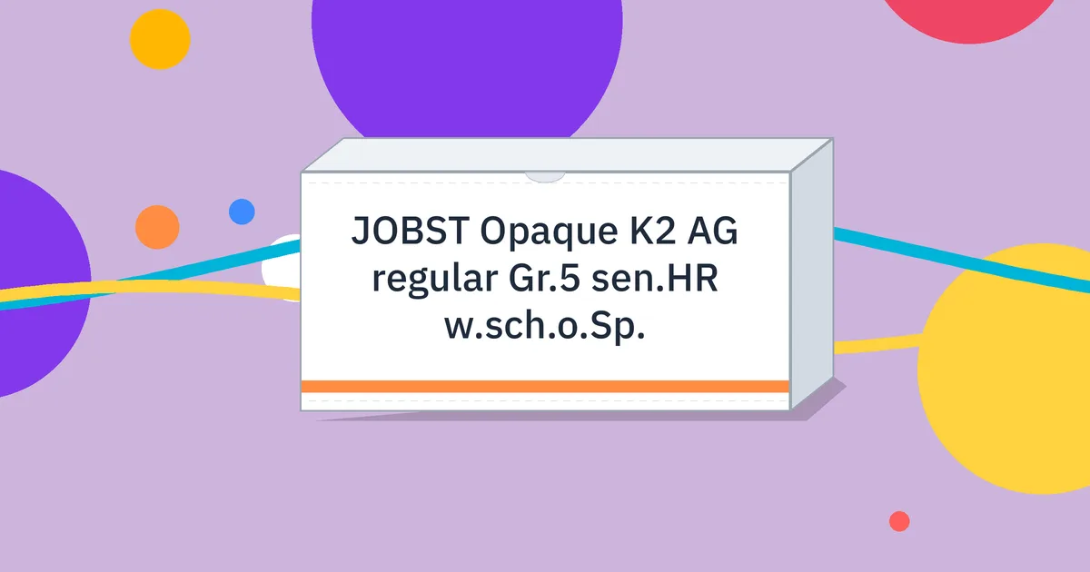 Symbolbild: Packung mit der Aufschrift JOBST Opaque K2 AG regular Gr.5 sen.HR w.sch.o.Sp. (PZN 11254353) – Verfügbarkeit und Bezug in Apotheken in Frankfurt am Main