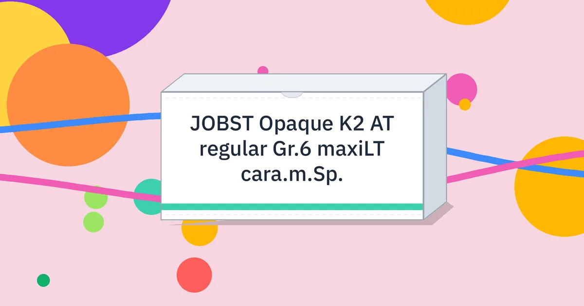 Symbolbild: Packung mit der Aufschrift JOBST Opaque K2 AT regular Gr.6 maxiLT cara.m.Sp. (PZN 13121478) – Verfügbarkeit und Bezug in Apotheken in Frankfurt am Main