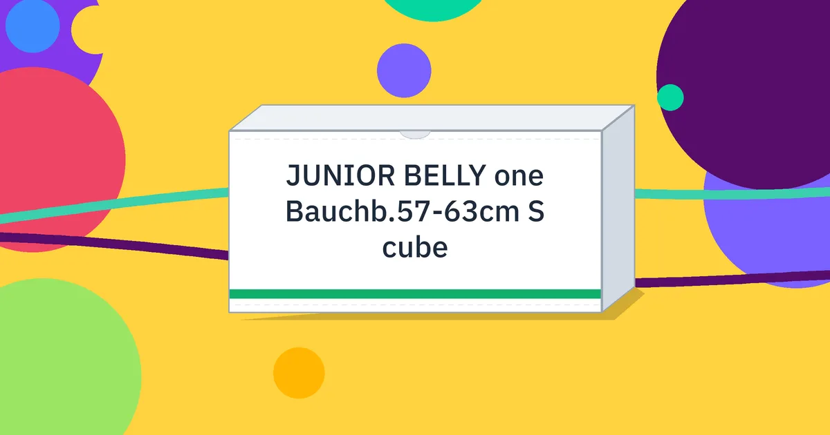 Symbolbild: Packung mit der Aufschrift JUNIOR BELLY one Bauchb.57-63cm S cube (PZN 16537908) – Verfügbarkeit und Bezug in Apotheken in Frankfurt am Main