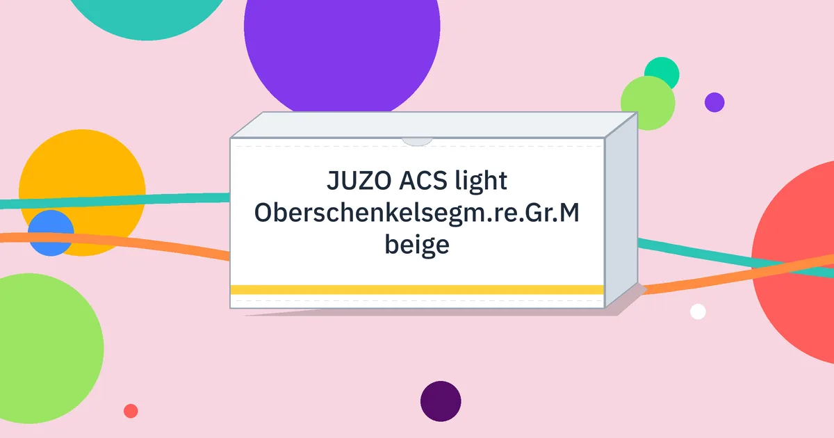 Symbolbild: Packung mit der Aufschrift JUZO ACS light Oberschenkelsegm.re.Gr.M beige (PZN 13885425) – Verfügbarkeit und Bezug in Apotheken in Frankfurt am Main