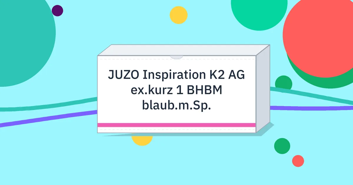 Symbolbild: Packung mit der Aufschrift JUZO Inspiration K2 AG ex.kurz 1 BHBM blaub.m.Sp. (PZN 14876138) – Verfügbarkeit und Bezug in Apotheken in Frankfurt am Main