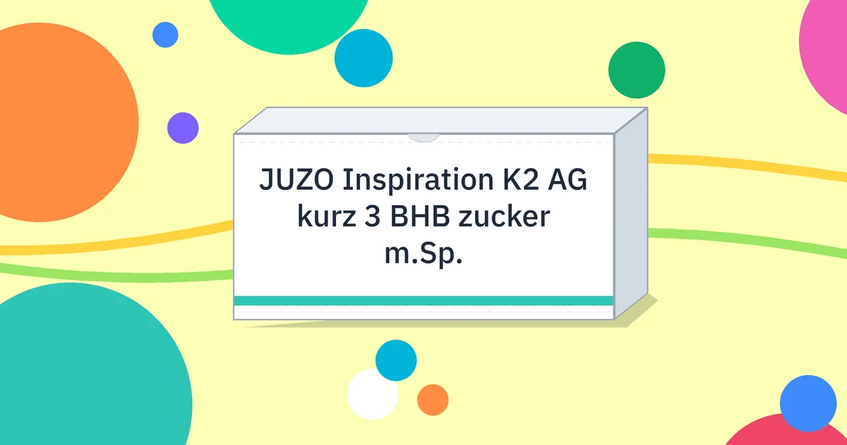 Symbolbild: Packung mit der Aufschrift JUZO Inspiration K2 AG kurz 3 BHB zucker m.Sp. (PZN 14833867) – Verfügbarkeit und Bezug in Apotheken in Frankfurt am Main