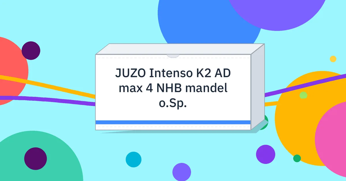 Symbolbild: Packung mit der Aufschrift JUZO Intenso K2 AD max 4 NHB mandel o.Sp. (PZN 18623411) – Verfügbarkeit und Bezug in Apotheken in Frankfurt am Main
