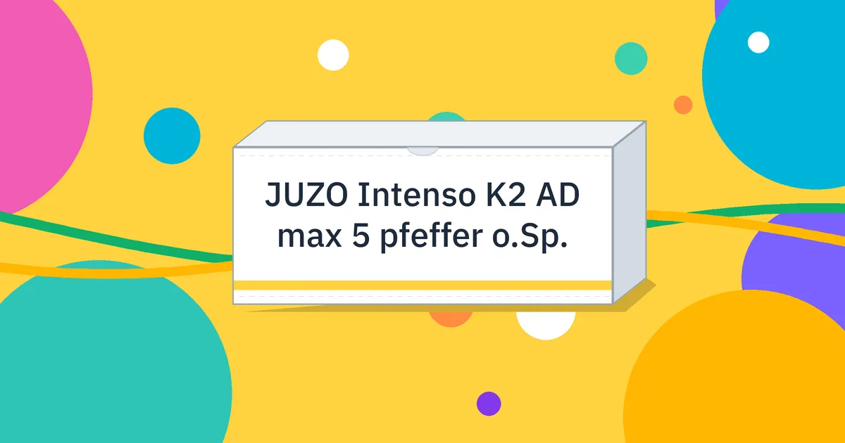 Symbolbild: Packung mit der Aufschrift JUZO Intenso K2 AD max 5 pfeffer o.Sp. (PZN 18619651) – Verfügbarkeit und Bezug in Apotheken in Frankfurt am Main