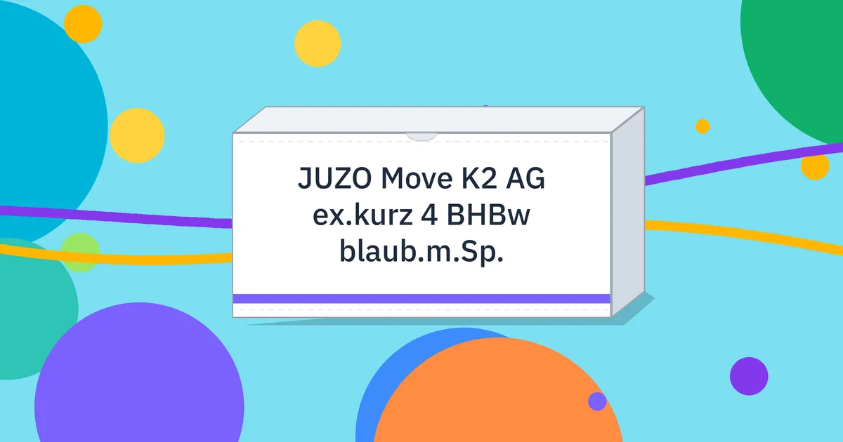 Symbolbild: Packung mit der Aufschrift JUZO Move K2 AG ex.kurz 4 BHBw blaub.m.Sp. (PZN 18563873) – Verfügbarkeit und Bezug in Apotheken in Frankfurt am Main