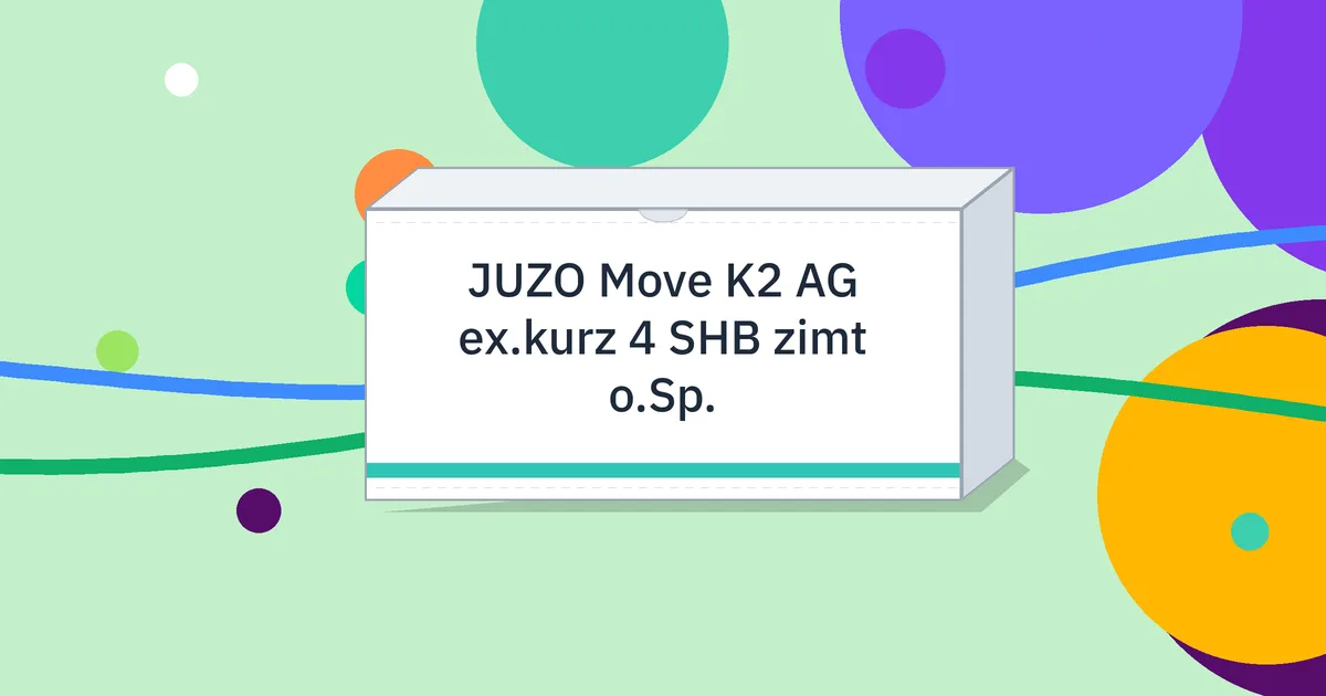 Symbolbild: Packung mit der Aufschrift JUZO Move K2 AG ex.kurz 4 SHB zimt o.Sp. (PZN 18533837) – Verfügbarkeit und Bezug in Apotheken in Frankfurt am Main