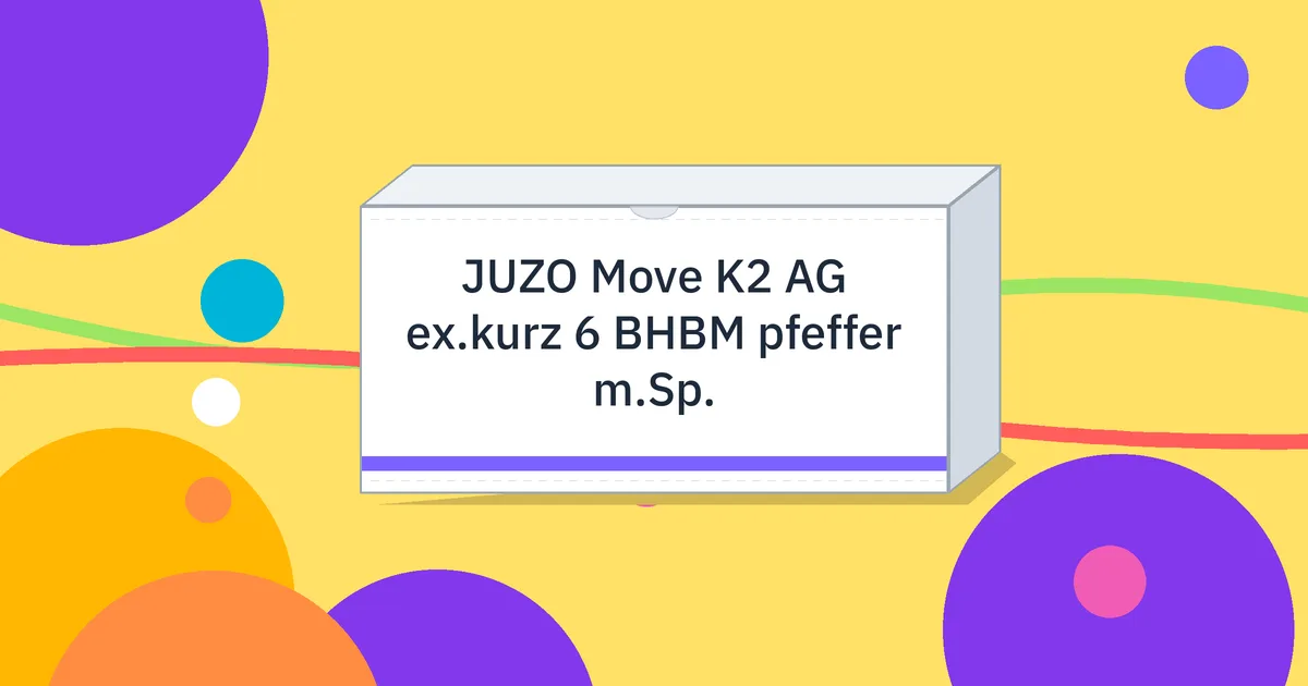Symbolbild: Packung mit der Aufschrift JUZO Move K2 AG ex.kurz 6 BHBM pfeffer m.Sp. (PZN 16647896) – Verfügbarkeit und Bezug in Apotheken in Frankfurt am Main