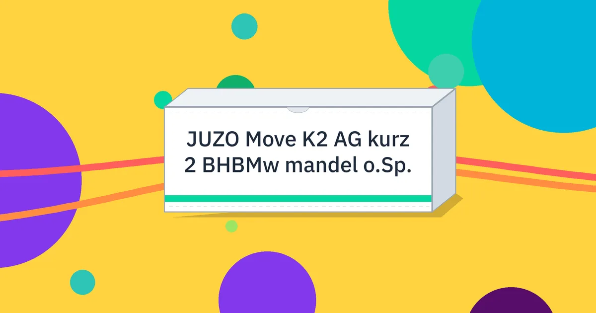 Symbolbild: Packung mit der Aufschrift JUZO Move K2 AG kurz 2 BHBMw mandel o.Sp. (PZN 16649518) – Verfügbarkeit und Bezug in Apotheken in Frankfurt am Main
