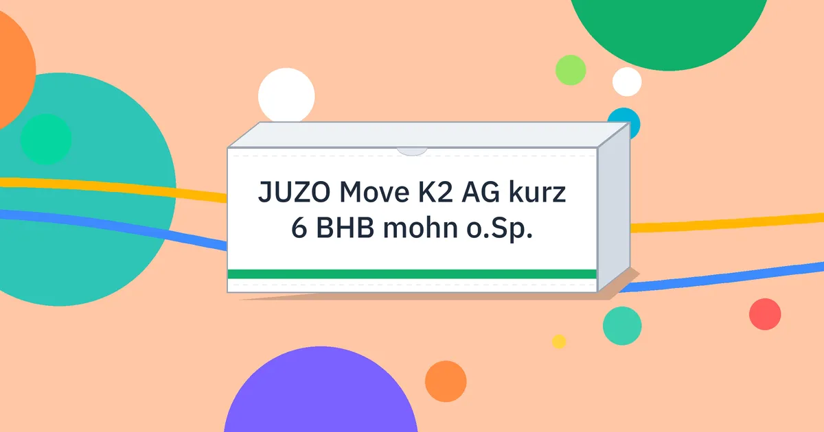 Symbolbild: Packung mit der Aufschrift JUZO Move K2 AG kurz 6 BHB mohn o.Sp. (PZN 18561785) – Verfügbarkeit und Bezug in Apotheken in Frankfurt am Main
