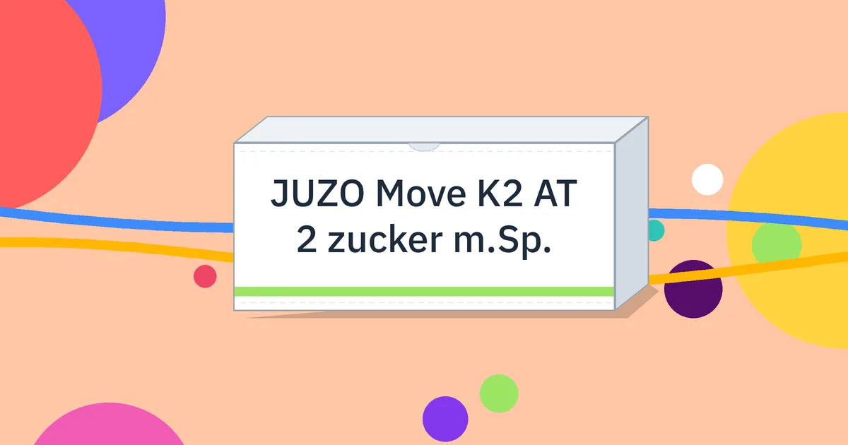 Symbolbild: Packung mit der Aufschrift JUZO Move K2 AT 2 zucker m.Sp. (PZN 20667456) – Verfügbarkeit und Bezug in Apotheken in Frankfurt am Main