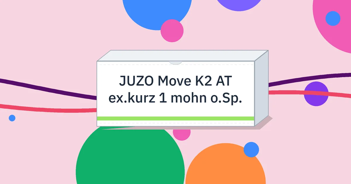 Symbolbild: Packung mit der Aufschrift JUZO Move K2 AT ex.kurz 1 mohn o.Sp. (PZN 20672463) – Verfügbarkeit und Bezug in Apotheken in Frankfurt am Main