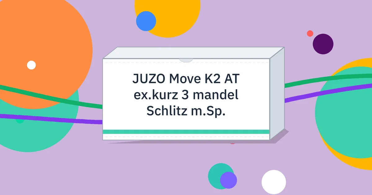 Symbolbild: Packung mit der Aufschrift JUZO Move K2 AT ex.kurz 3 mandel Schlitz m.Sp. (PZN 20671937) – Verfügbarkeit und Bezug in Apotheken in Frankfurt am Main