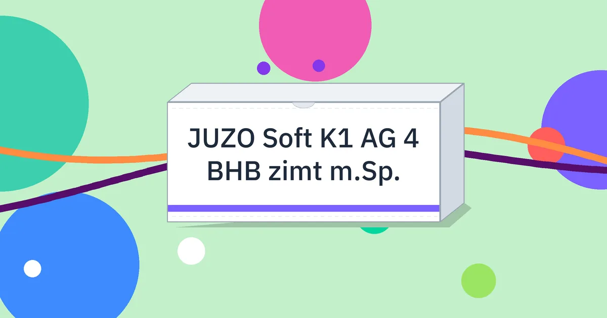 Symbolbild: Packung mit der Aufschrift JUZO Soft K1 AG 4 BHB zimt m.Sp. (PZN 14820758) – Verfügbarkeit und Bezug in Apotheken in Frankfurt am Main