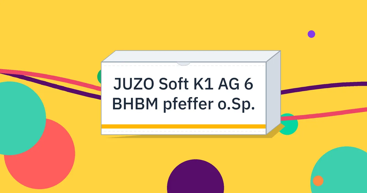 Symbolbild: Packung mit der Aufschrift JUZO Soft K1 AG 6 BHBM pfeffer o.Sp. (PZN 14856851) – Verfügbarkeit und Bezug in Apotheken in Frankfurt am Main