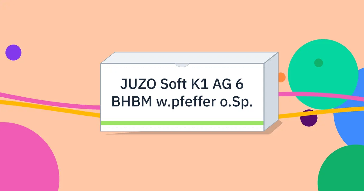 Symbolbild: Packung mit der Aufschrift JUZO Soft K1 AG 6 BHBM w.pfeffer o.Sp. (PZN 14864715) – Verfügbarkeit und Bezug in Apotheken in Frankfurt am Main