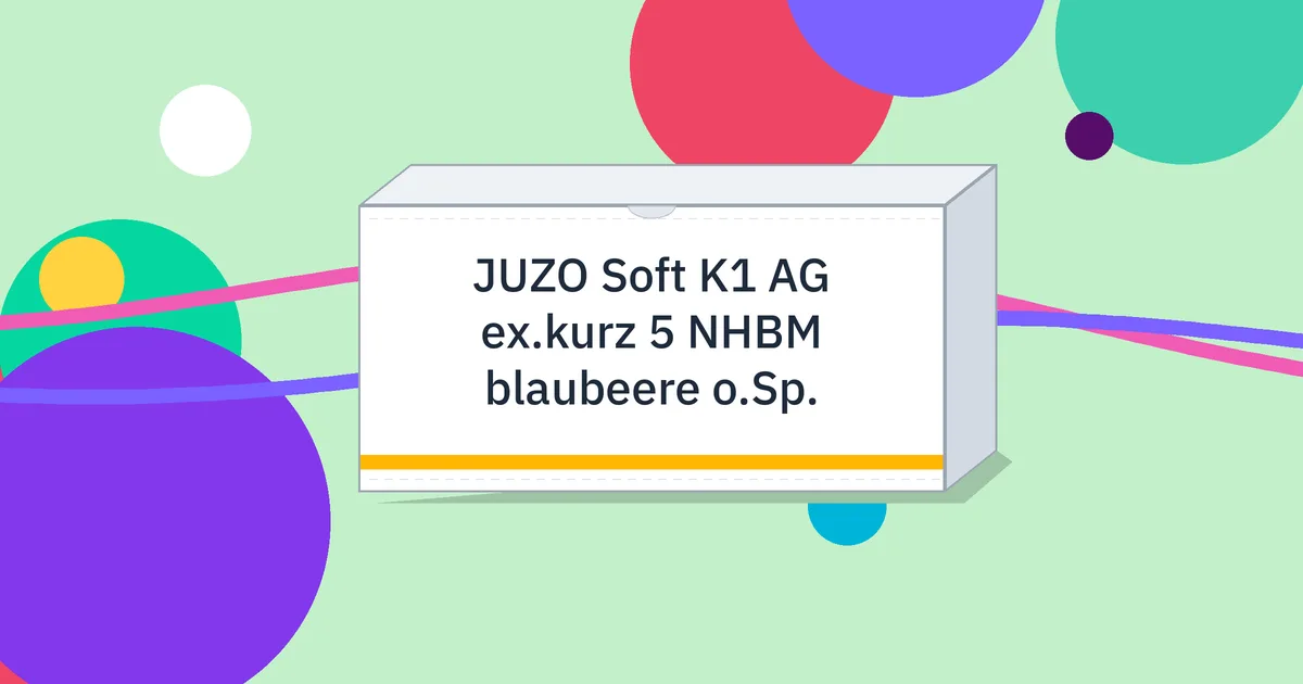Symbolbild: Packung mit der Aufschrift JUZO Soft K1 AG ex.kurz 5 NHBM blaubeere o.Sp. (PZN 15000922) – Verfügbarkeit und Bezug in Apotheken in Frankfurt am Main