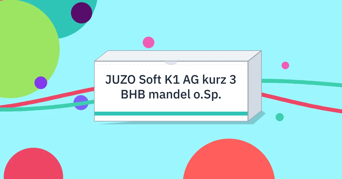Symbolbild: Packung mit der Aufschrift JUZO Soft K1 AG kurz 3 BHB mandel o.Sp. (PZN 14823030) – Verfügbarkeit und Bezug in Apotheken in Frankfurt am Main