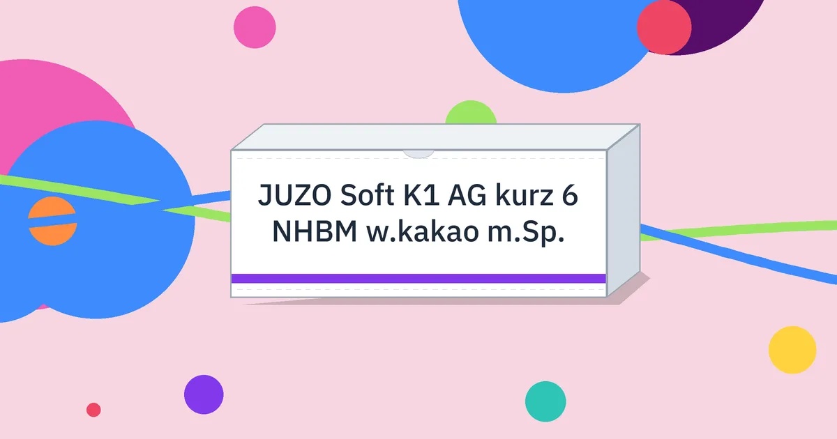 Symbolbild: Packung mit der Aufschrift JUZO Soft K1 AG kurz 6 NHBM w.kakao m.Sp. (PZN 15016610) – Verfügbarkeit und Bezug in Apotheken in Frankfurt am Main