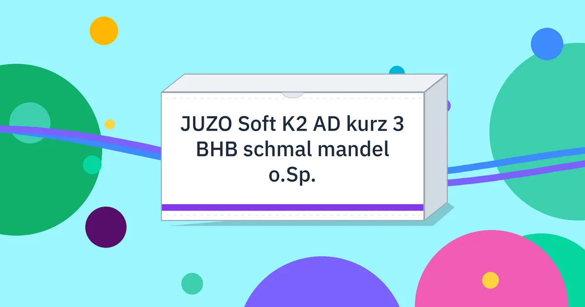 Symbolbild: Packung mit der Aufschrift JUZO Soft K2 AD kurz 3 BHB schmal mandel o.Sp. (PZN 15467910) – Verfügbarkeit und Bezug in Apotheken in Frankfurt am Main