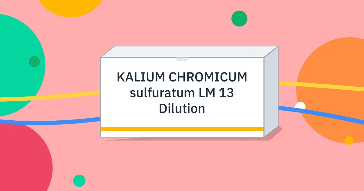 Symbolbild: Packung mit der Aufschrift KALIUM CHROMICUM sulfuratum LM 13 Dilution (PZN 12919688) – Verfügbarkeit und Bezug in Apotheken in Frankfurt am Main