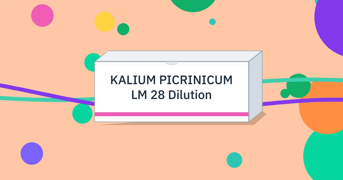Symbolbild: Packung mit der Aufschrift KALIUM PICRINICUM LM 28 Dilution (PZN 12925163) – Verfügbarkeit und Bezug in Apotheken in Frankfurt am Main