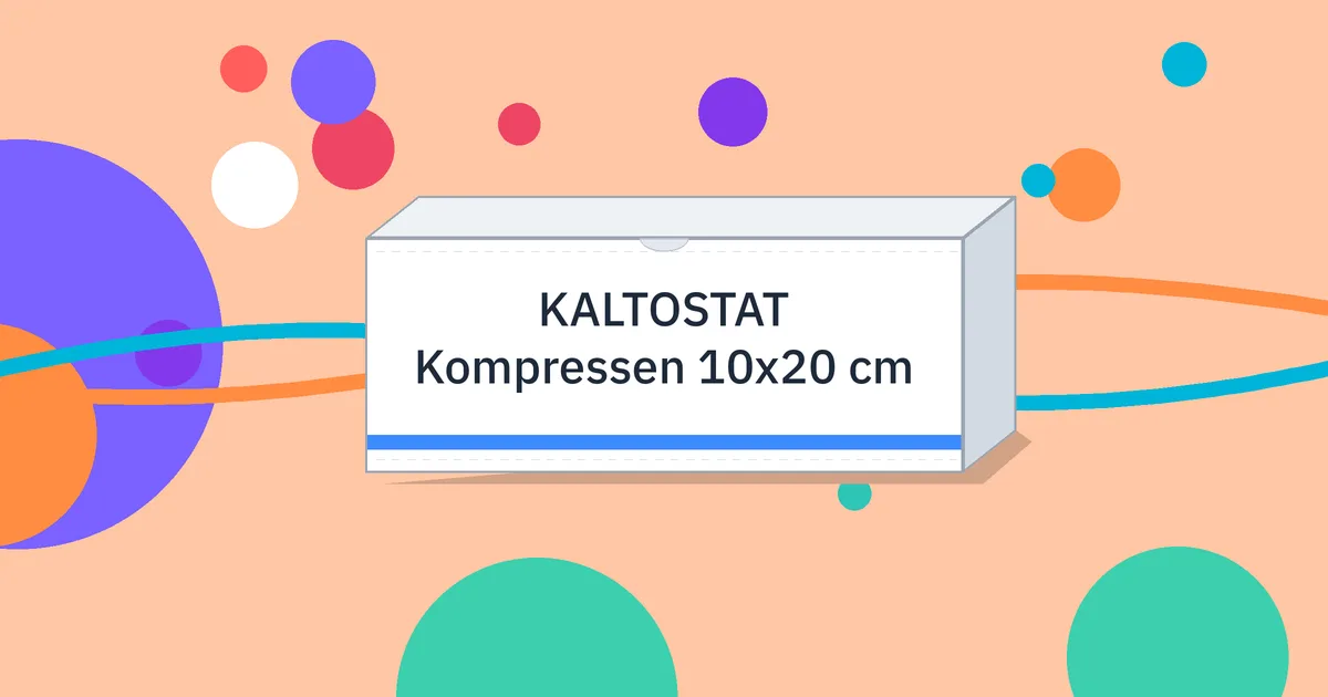 Symbolbild: Packung mit der Aufschrift KALTOSTAT Kompressen 10x20 cm (PZN 12642287) – Verfügbarkeit und Bezug in Apotheken in Frankfurt am Main