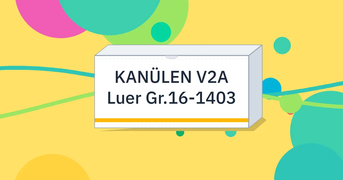 Symbolbild: Packung mit der Aufschrift KANÜLEN V2A Luer Gr.16-1403 (PZN 02439674) – Verfügbarkeit und Bezug in Apotheken in Frankfurt am Main