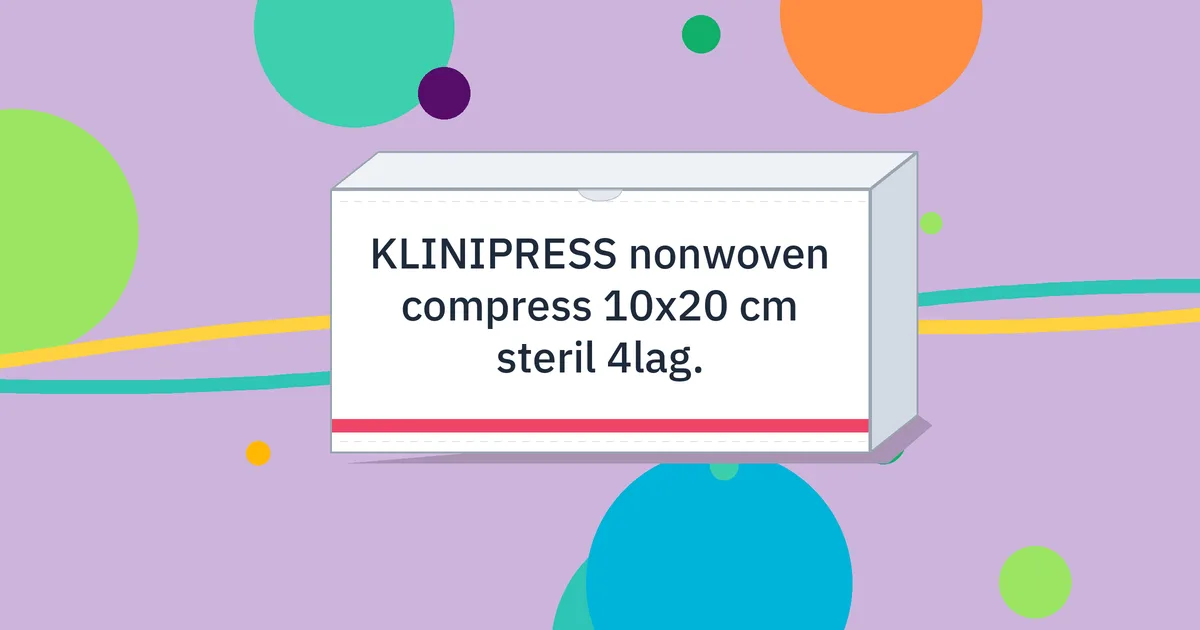 Symbolbild: Packung mit der Aufschrift KLINIPRESS nonwoven compress 10x20 cm steril 4lag. (PZN 13242354) – Verfügbarkeit und Bezug in Apotheken in Frankfurt am Main